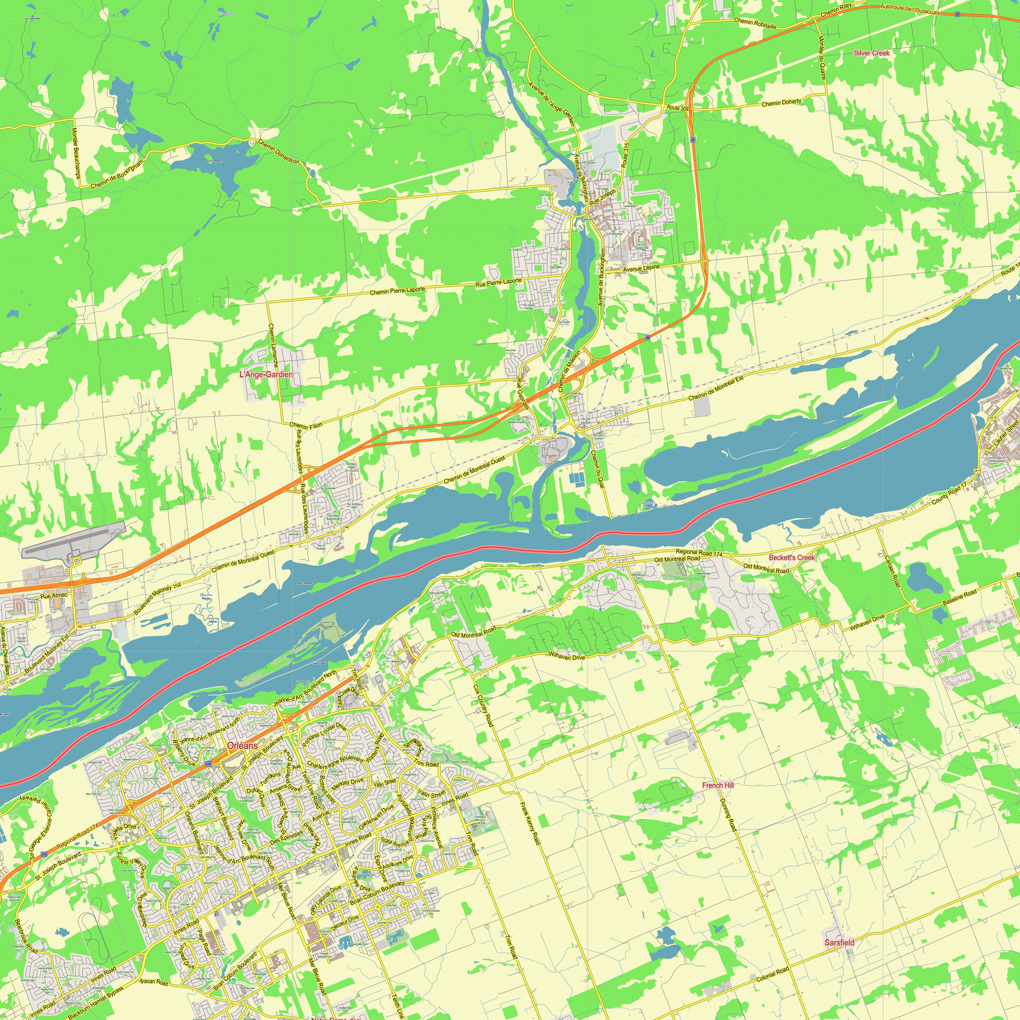 Ottawa Canada editable layered PDF Vector Map – Maps in Vector ...
