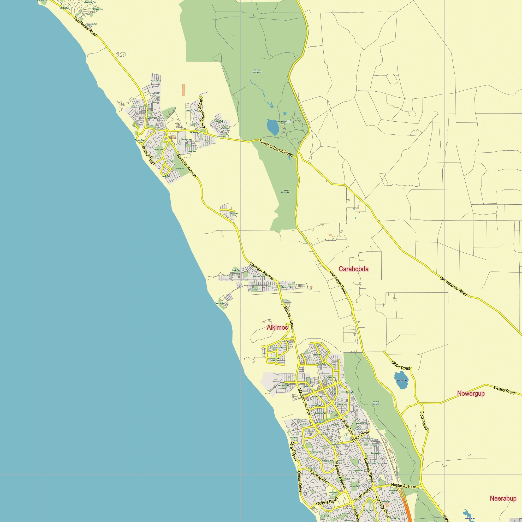 Perth Australia editable layered PDF Vector Map – Maps in Vector ...