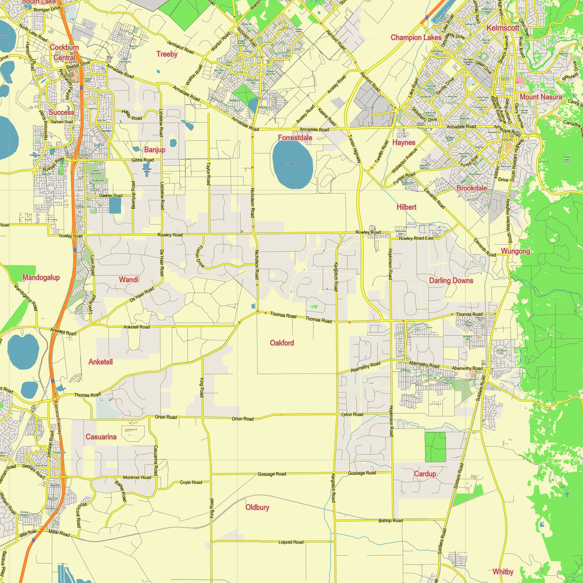 Perth Australia editable layered PDF Vector Map – Maps in Vector ...