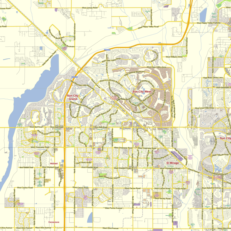 Phoenix Arizona US editable layered PDF Vector Map