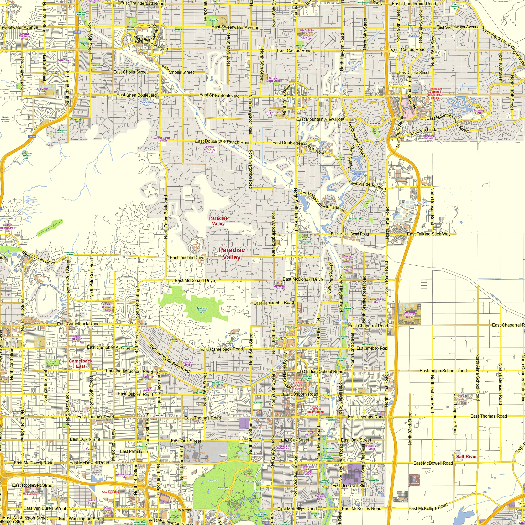 Phoenix Arizona US editable layered PDF Vector Map – Maps in Vector ...