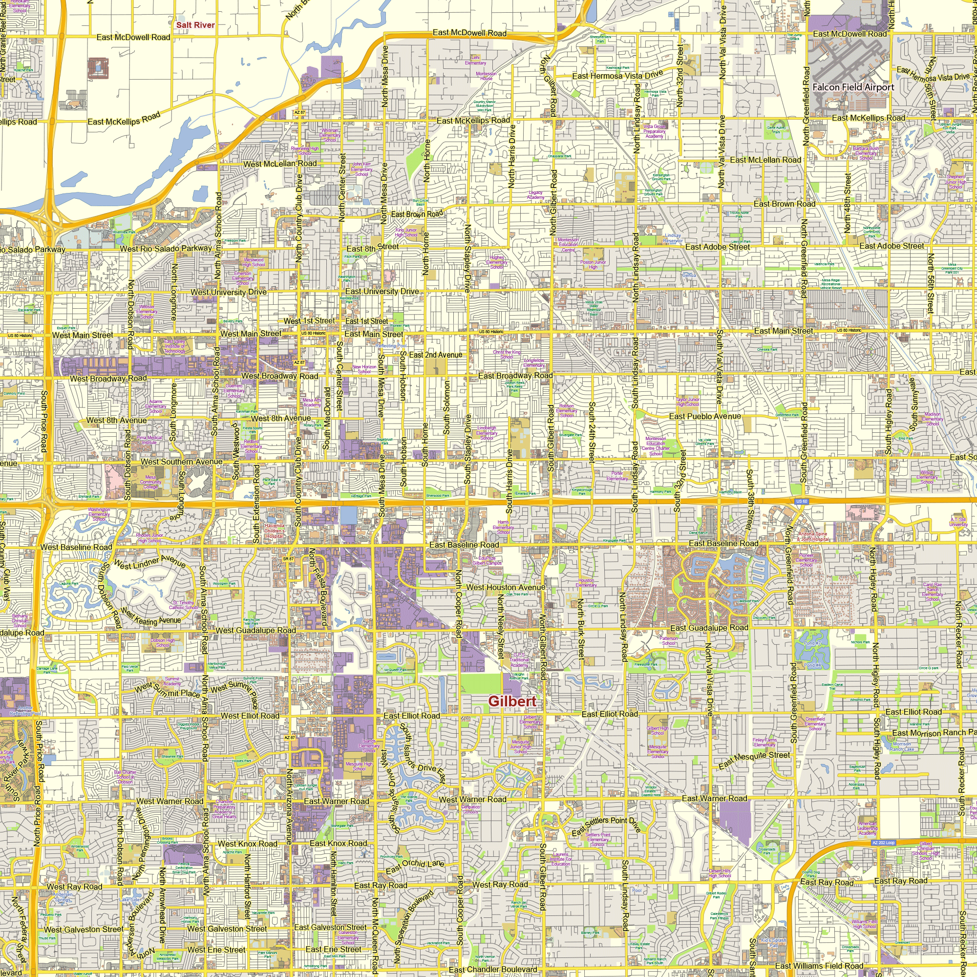 Phoenix Arizona US editable layered PDF Vector Map – Maps in Vector ...