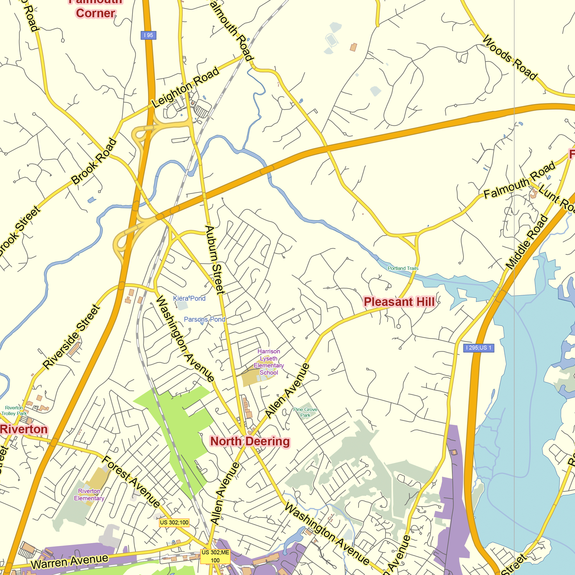 Portland Maine US editable layered PDF Vector Map – Maps in Vector ...