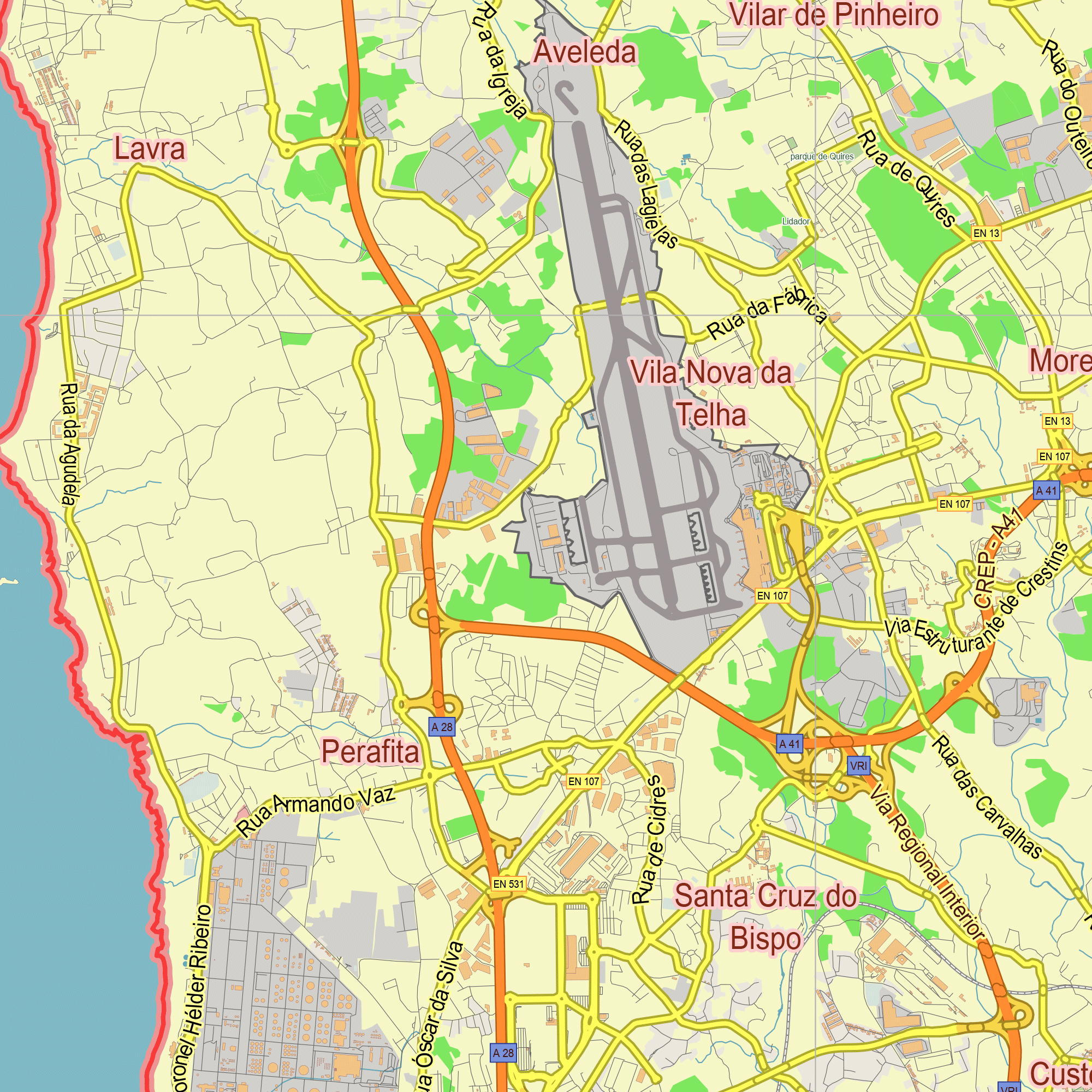 Porto Portugal editable layered PDF Vector Map – Maps in Vector ...