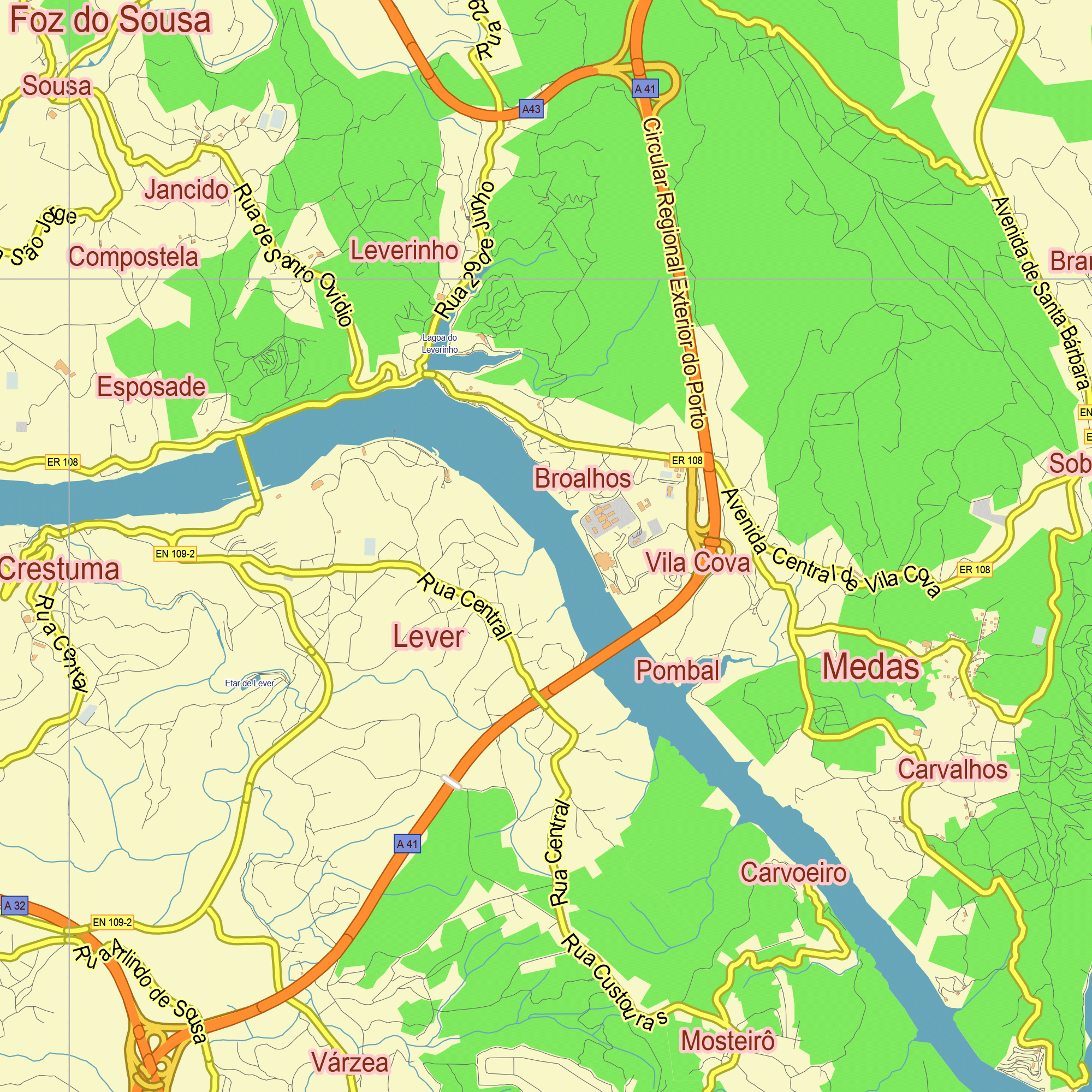 Porto Portugal editable layered PDF Vector Map – Maps in Vector ...