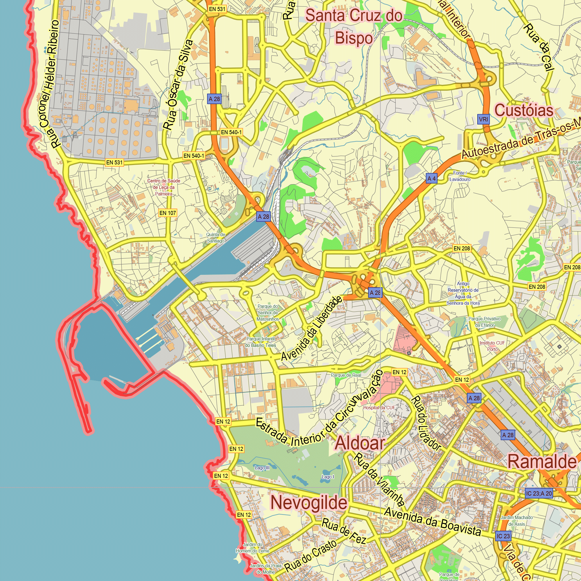 Porto Portugal editable layered PDF Vector Map – Maps in Vector ...