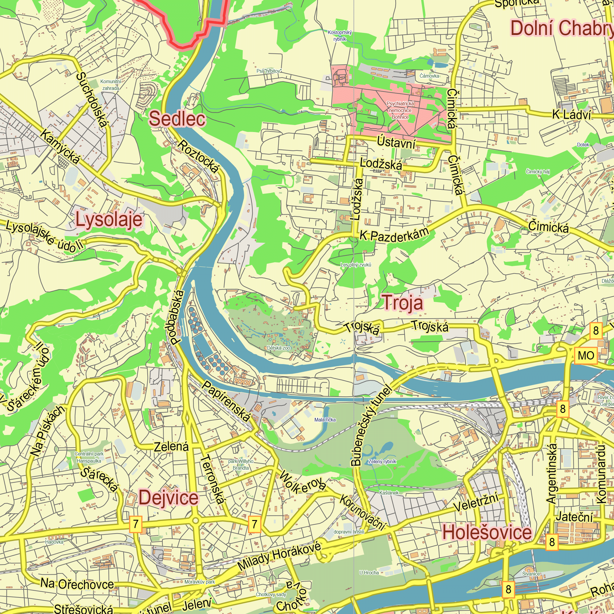 Prague Praha Czech Republic editable layered PDF Vector Map – Maps in Vector: Detailed Street ...