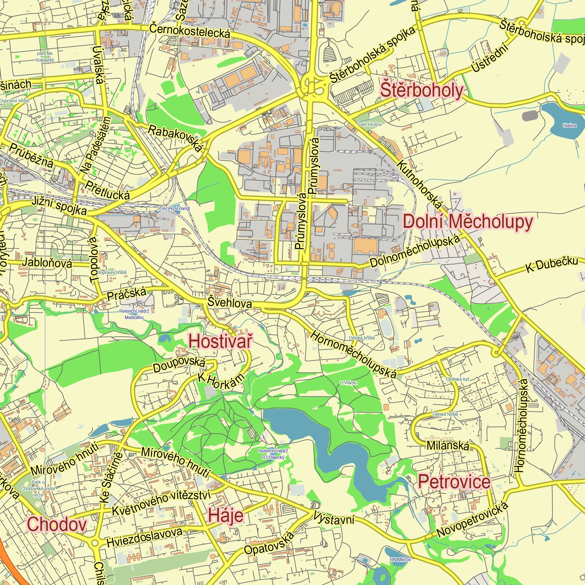 Prague Praha Czech Republic editable layered PDF Vector Map – Maps in Vector: Detailed Street ...