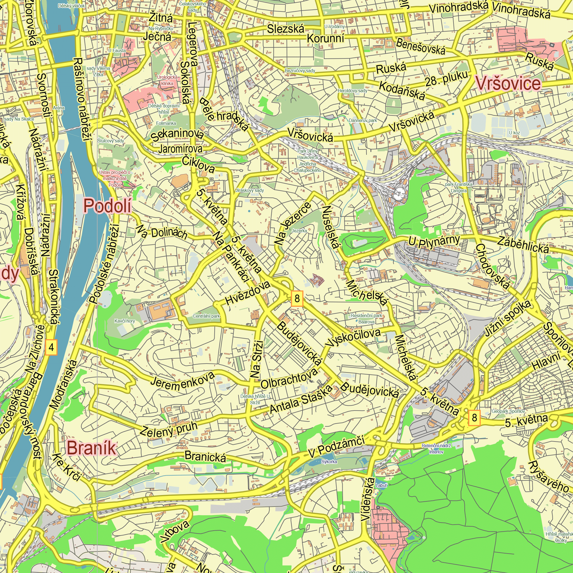 Prague Praha Czech Republic editable layered PDF Vector Map – Maps in Vector: Detailed Street ...