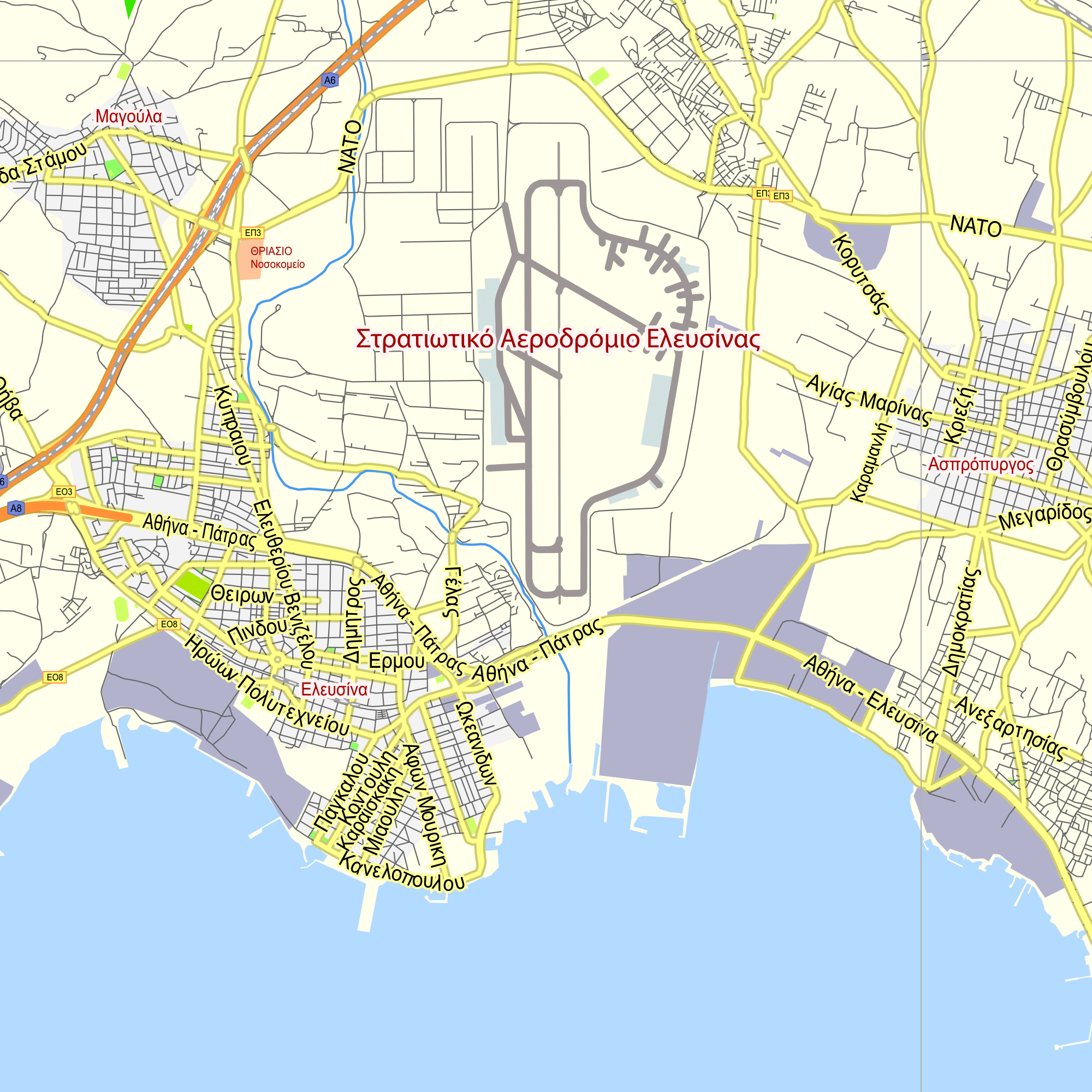 Athens Greece printable editable PDF layered Vector Map