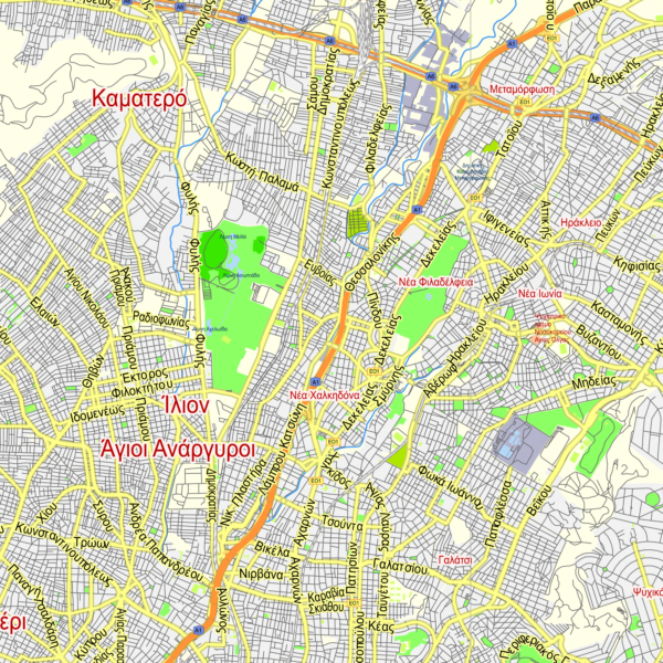 Athens Greece printable editable PDF layered Vector Map – Maps in ...