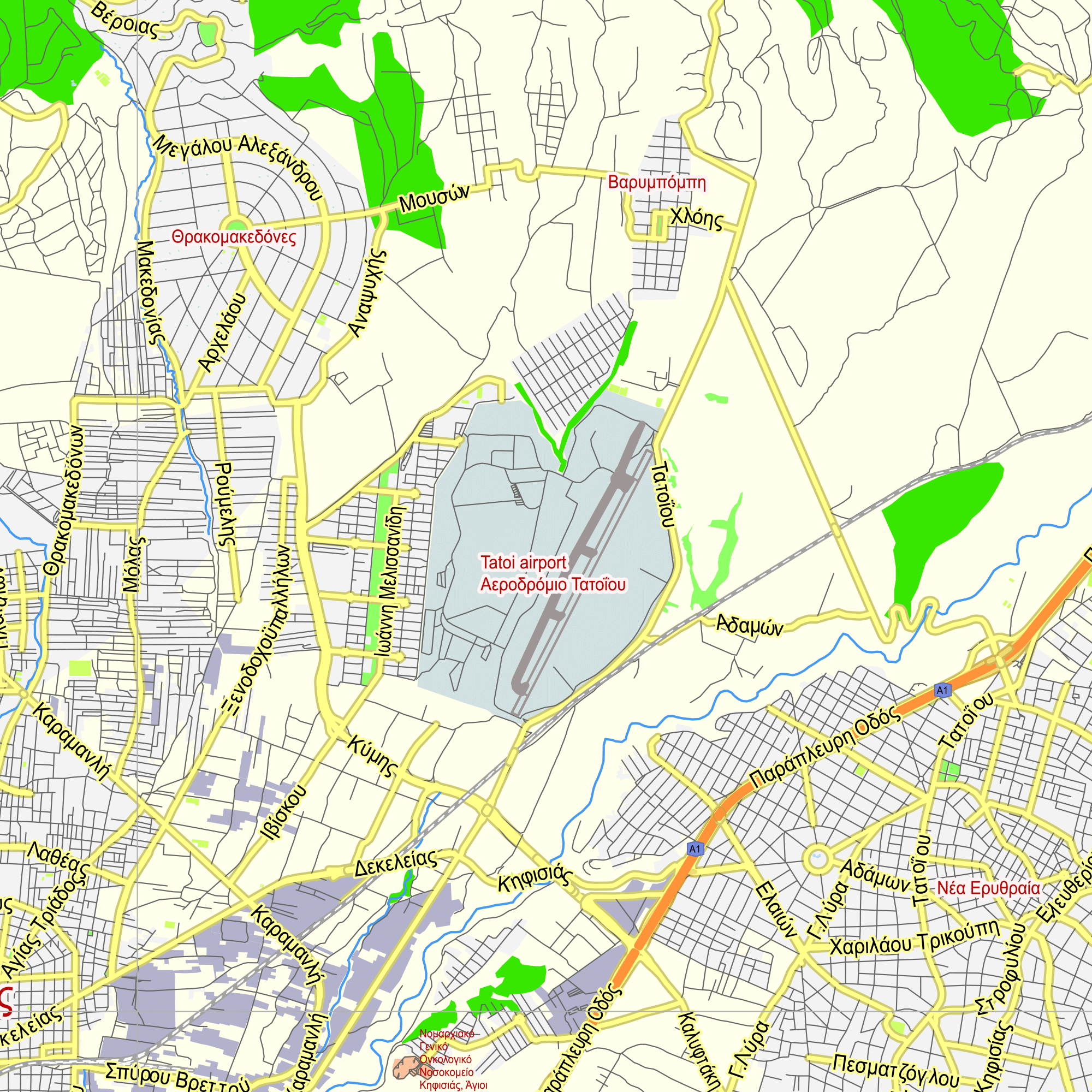 Athens Greece printable editable PDF layered Vector Map – Maps in ...