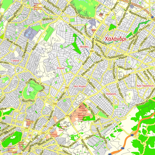 Athens Greece printable editable PDF layered Vector Map – Maps in ...