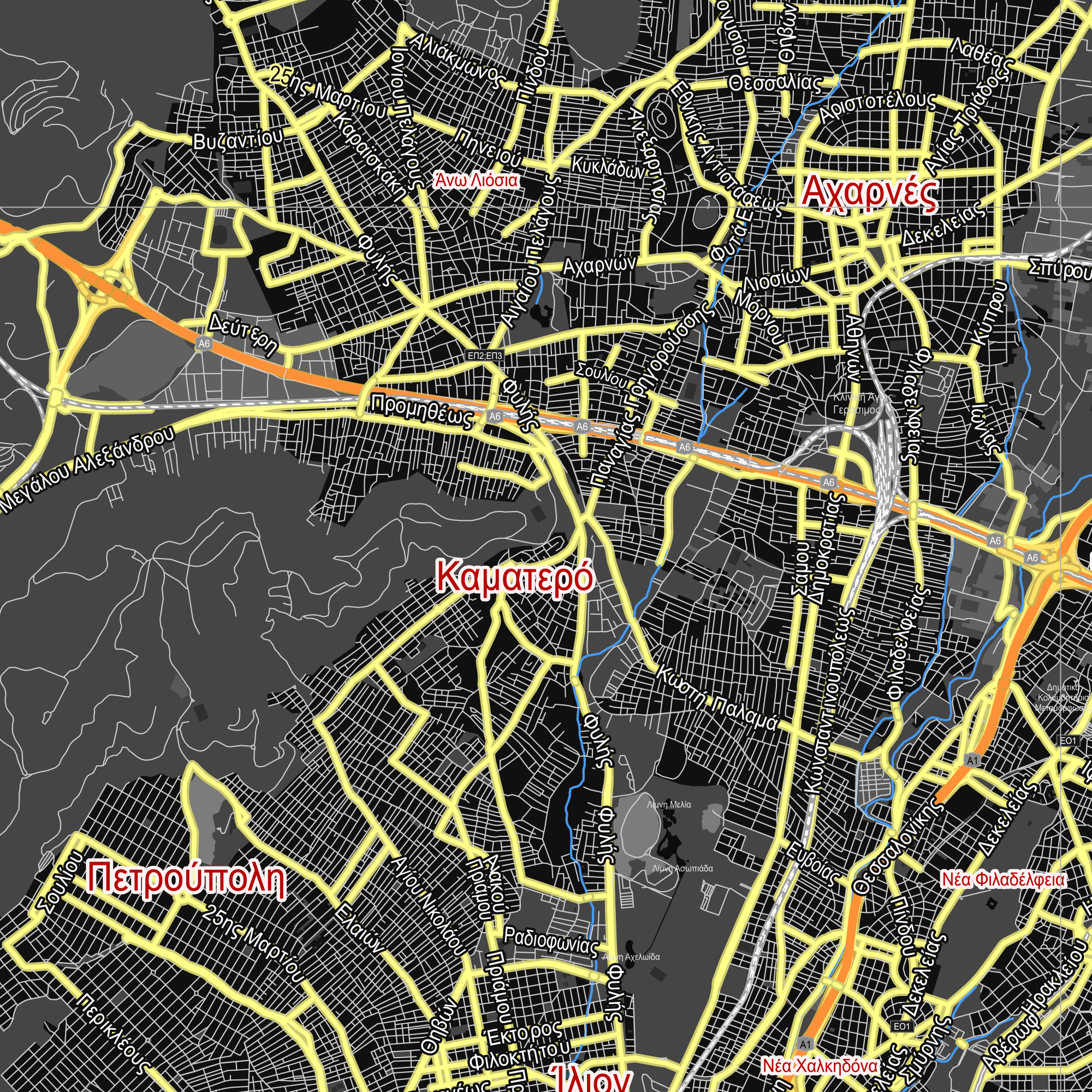 Athens Greece printable editable PDF layered Vector Map BW – Maps in ...