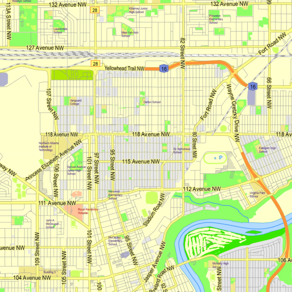 Edmonton Canada printable editable layered PDF Vector Map – Maps in ...