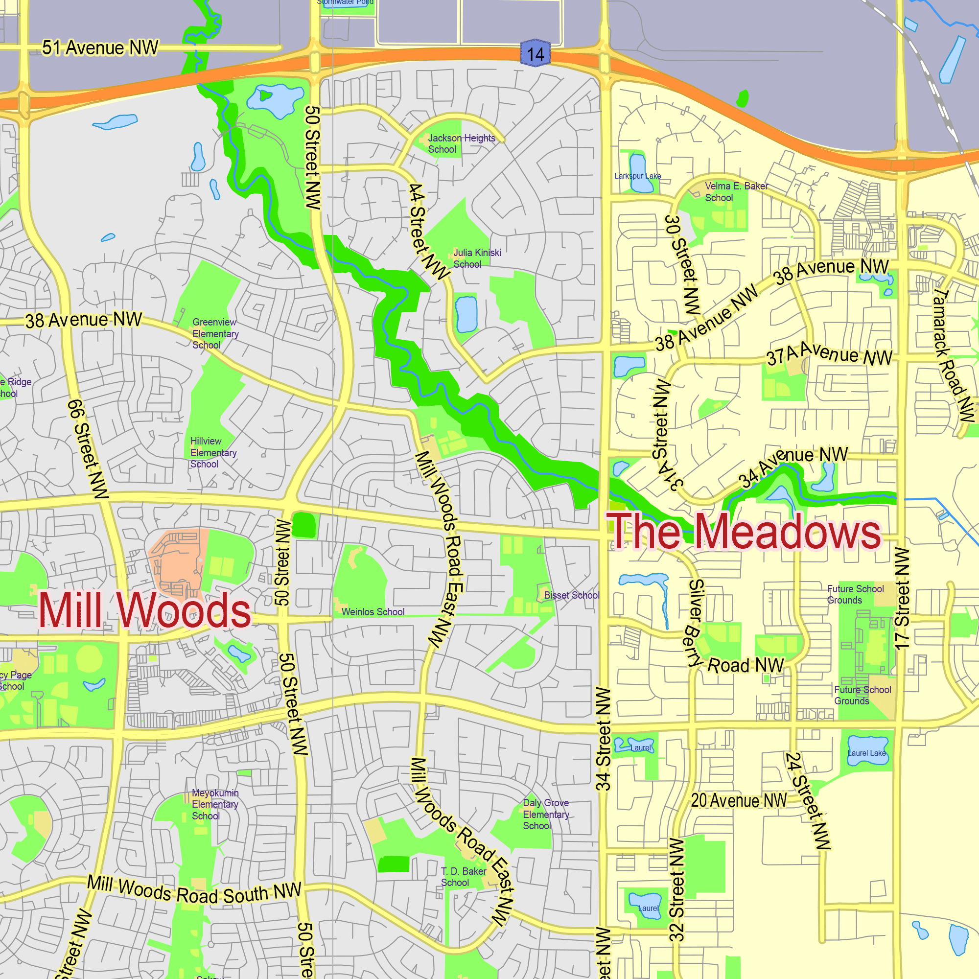 Edmonton Canada printable editable layered PDF Vector Map – Maps in ...