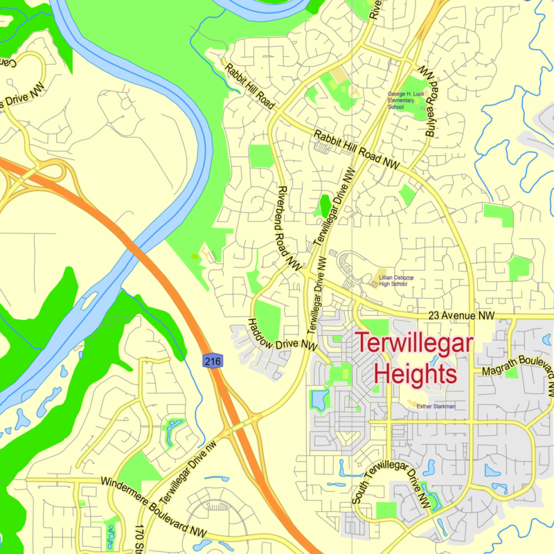 Edmonton Canada printable editable layered PDF Vector Map – Maps in ...