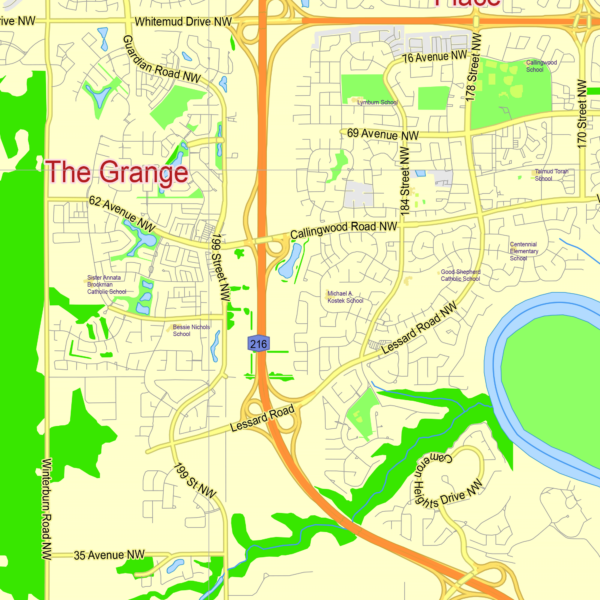 Edmonton Canada printable editable layered PDF Vector Map – Maps in ...