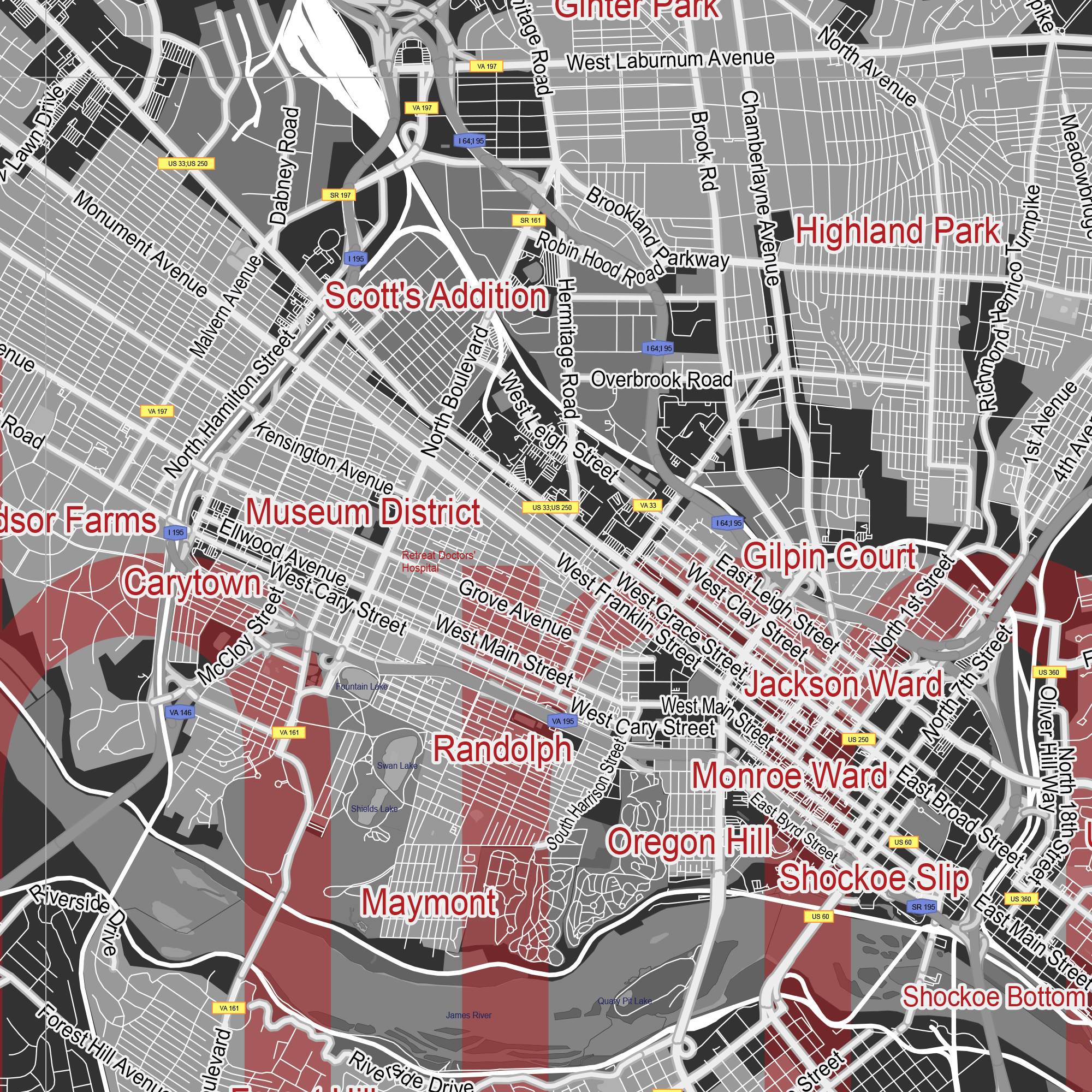 Richmond Virginia US editable layered PDF Vector Map v.1