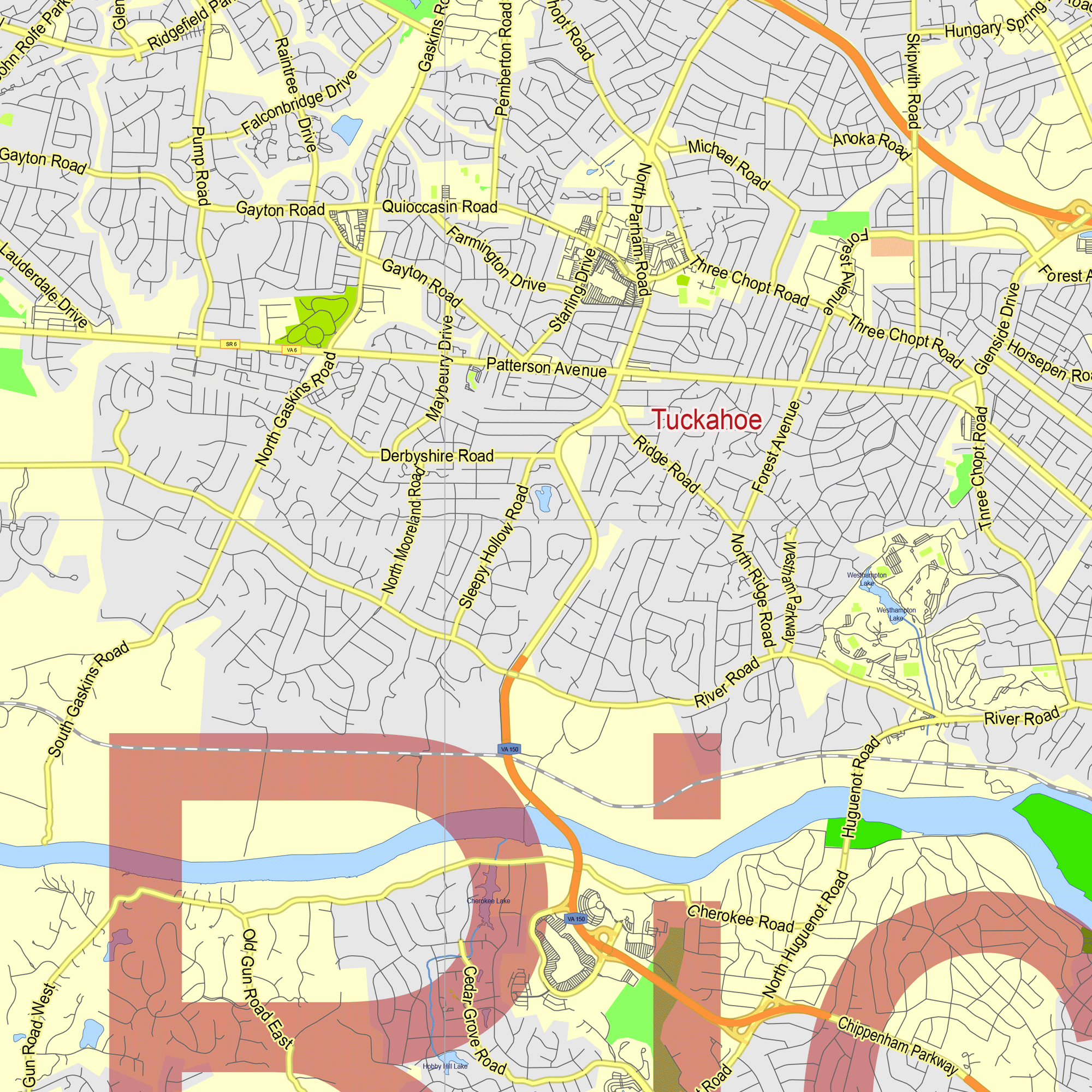 Richmond Virginia US editable layered PDF Vector Map v.2