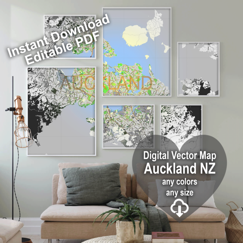 Auckland New Zealand printable editable PDF layered Vector Map v.2