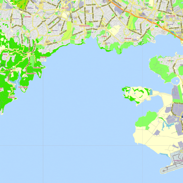 Auckland New Zealand printable editable PDF layered Vector Map v.2 ...
