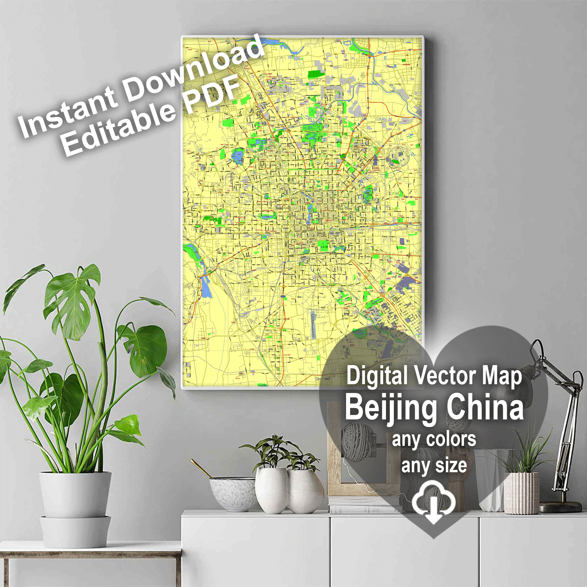 Beijing China printable editable PDF layered Vector Map – Maps in ...