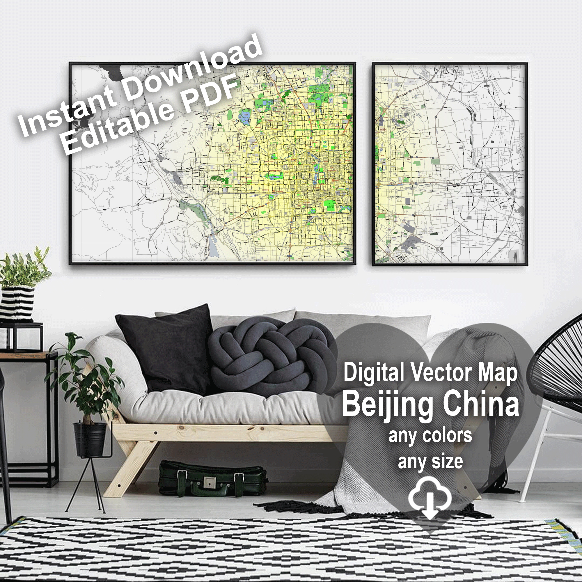 Beijing China printable editable PDF layered Vector Map – Maps in ...