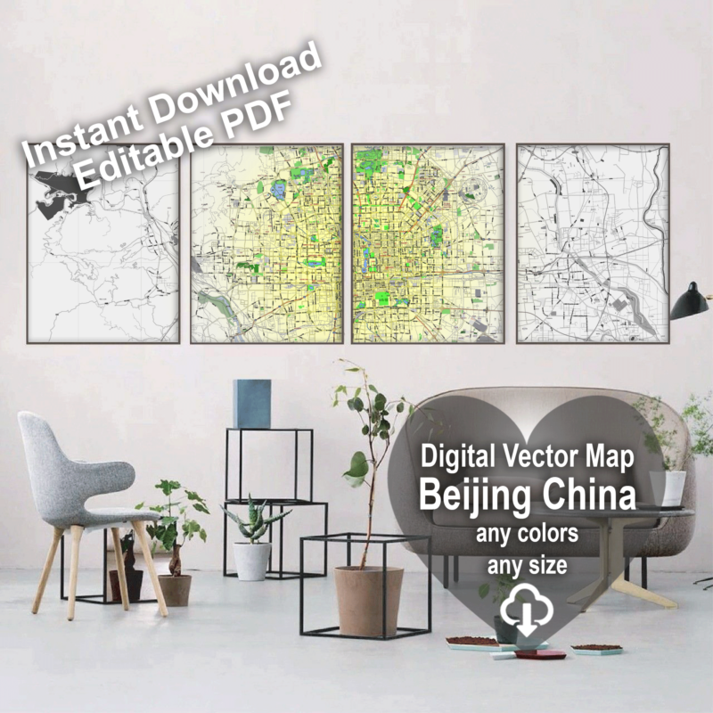 Beijing China printable editable PDF layered Vector Map – Maps in ...
