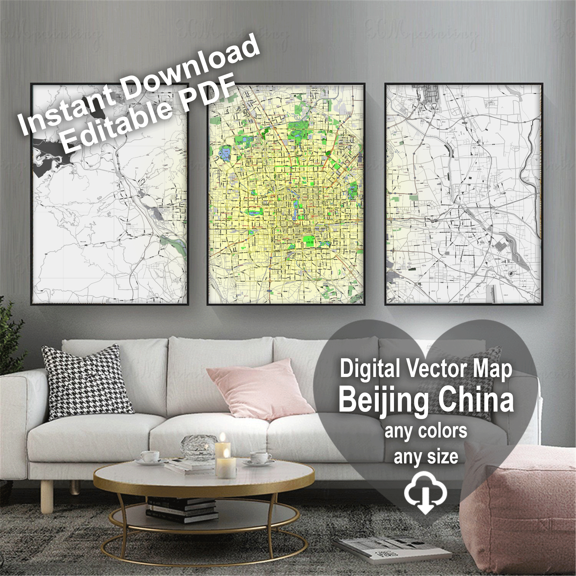 Beijing China printable editable PDF layered Vector Map – Maps in ...