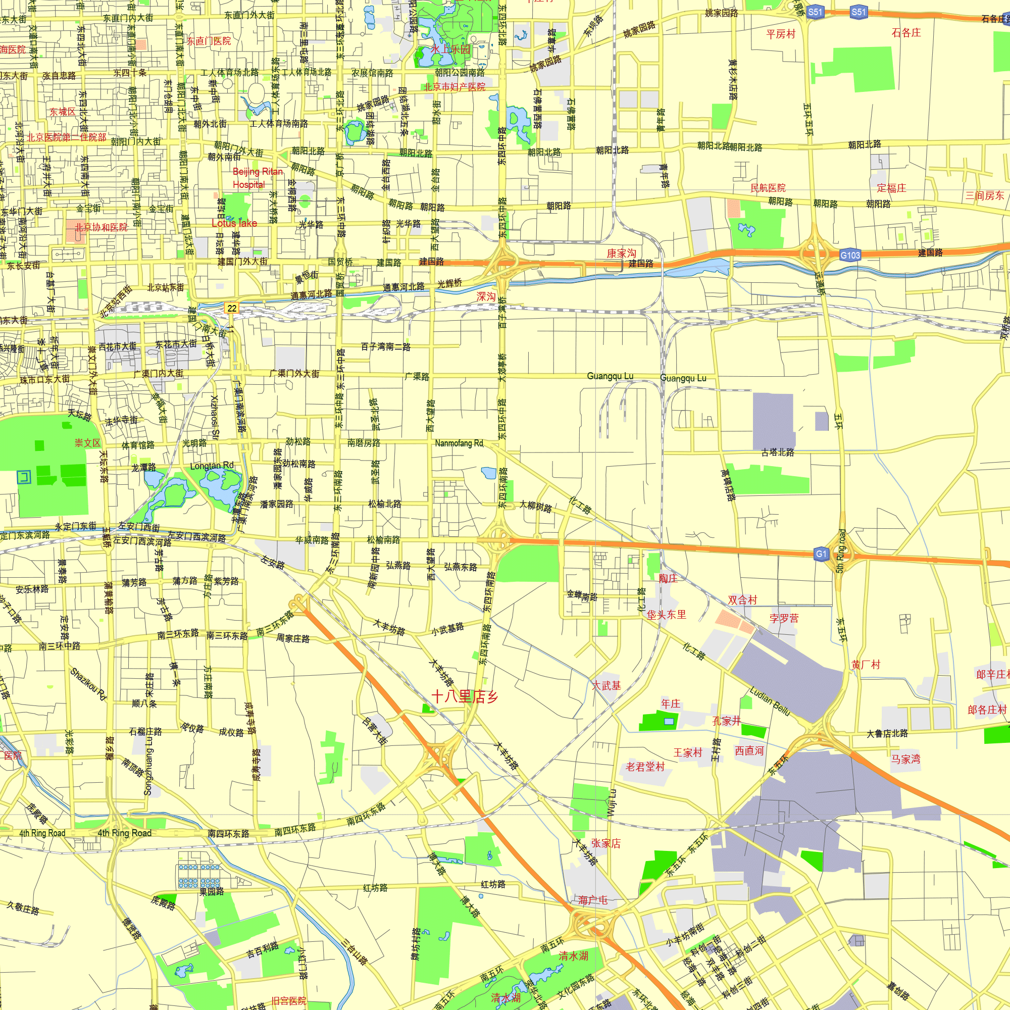 Beijing China printable editable PDF layered Vector Map – Maps in ...