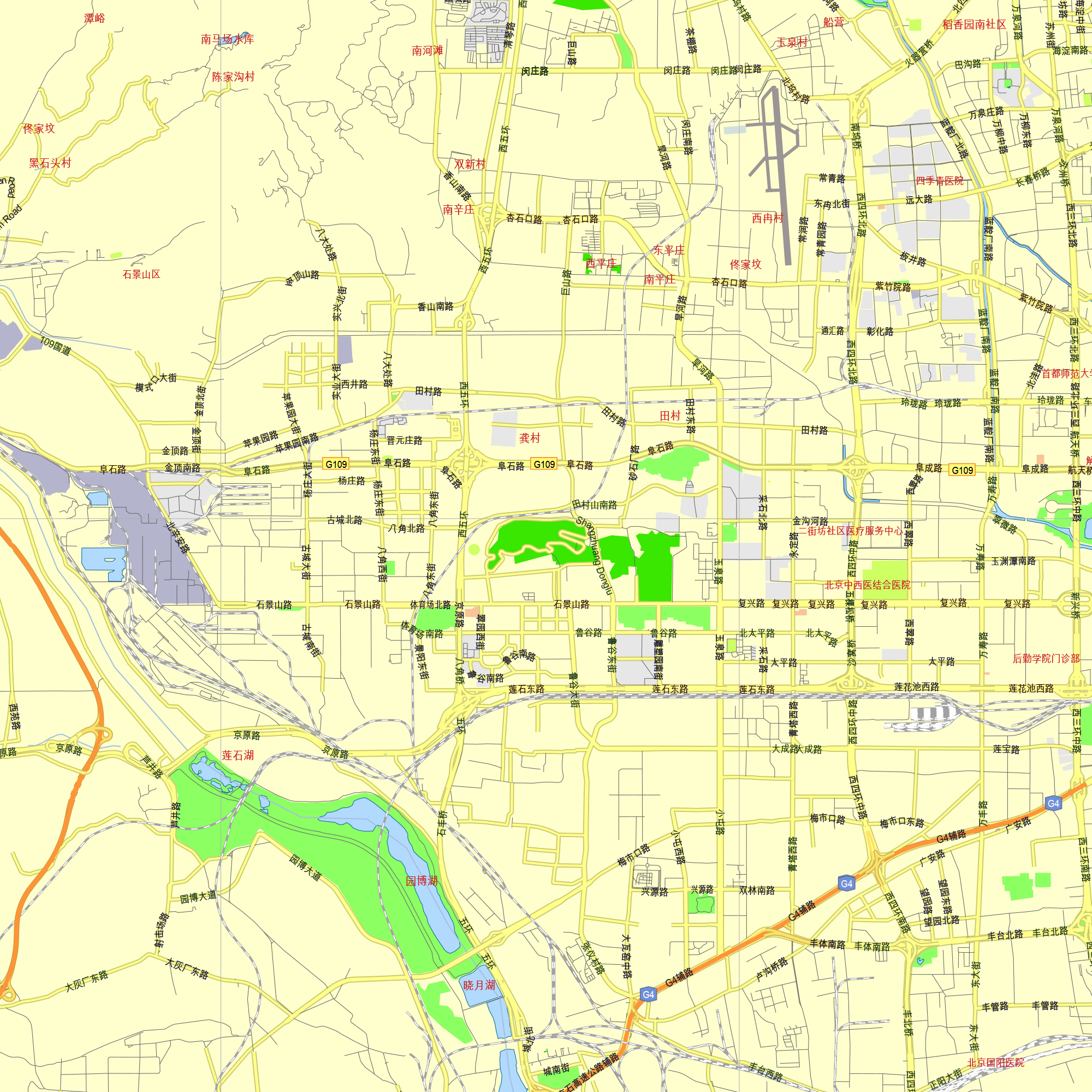 Beijing China printable editable PDF layered Vector Map