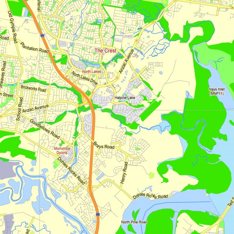Brisbane Australia printable editable layered PDF Vector Map v.2