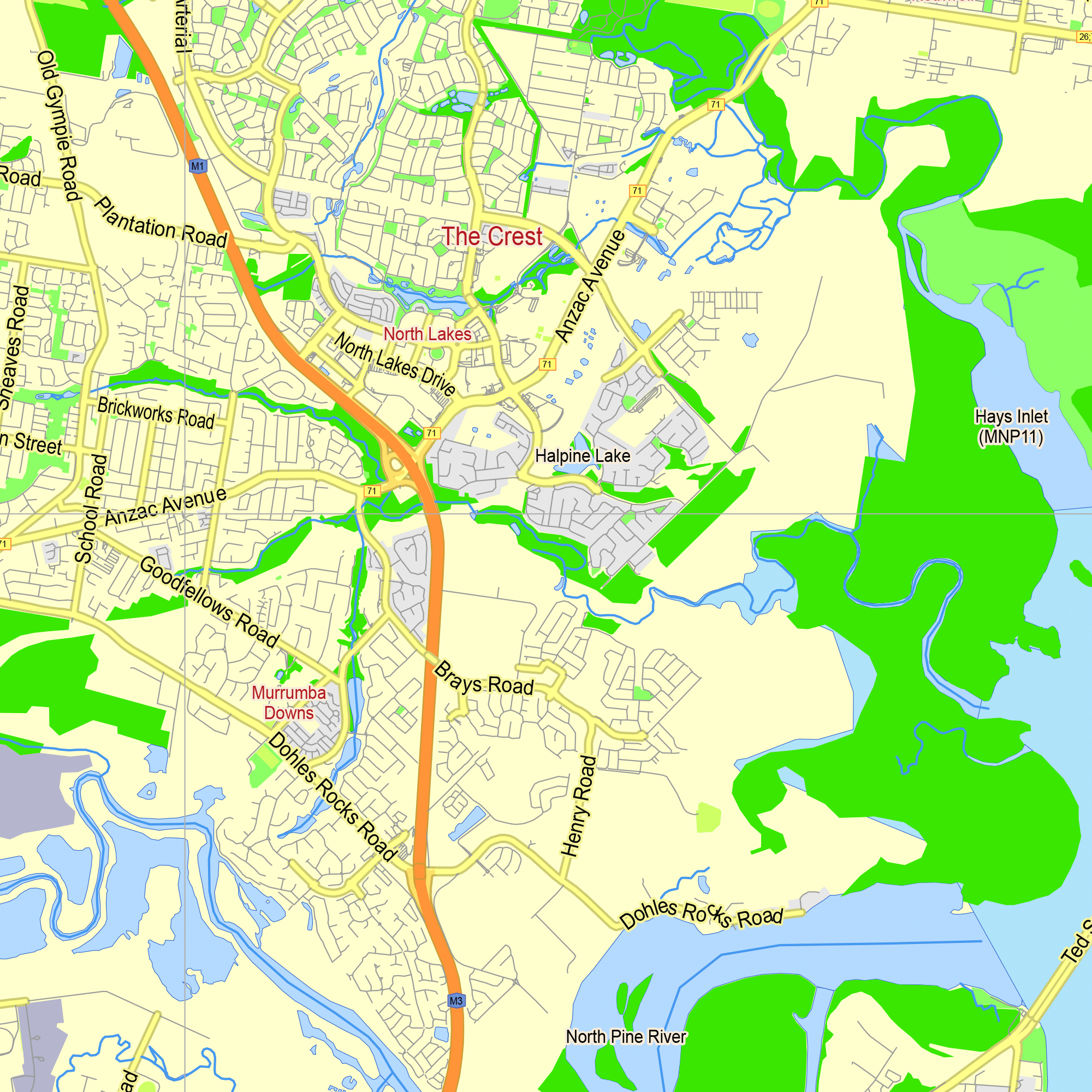 Brisbane Australia printable editable layered PDF Vector Map v.2 – Maps ...