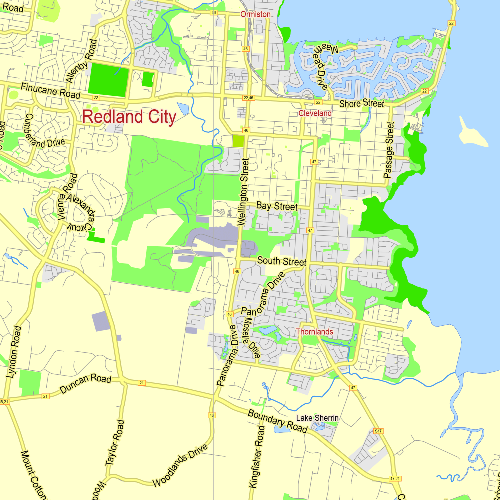 Brisbane Australia printable editable layered PDF Vector Map v.2 – Maps ...