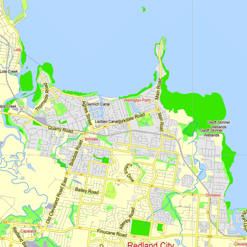 Brisbane Australia printable editable layered PDF Vector Map v.2 – Maps ...