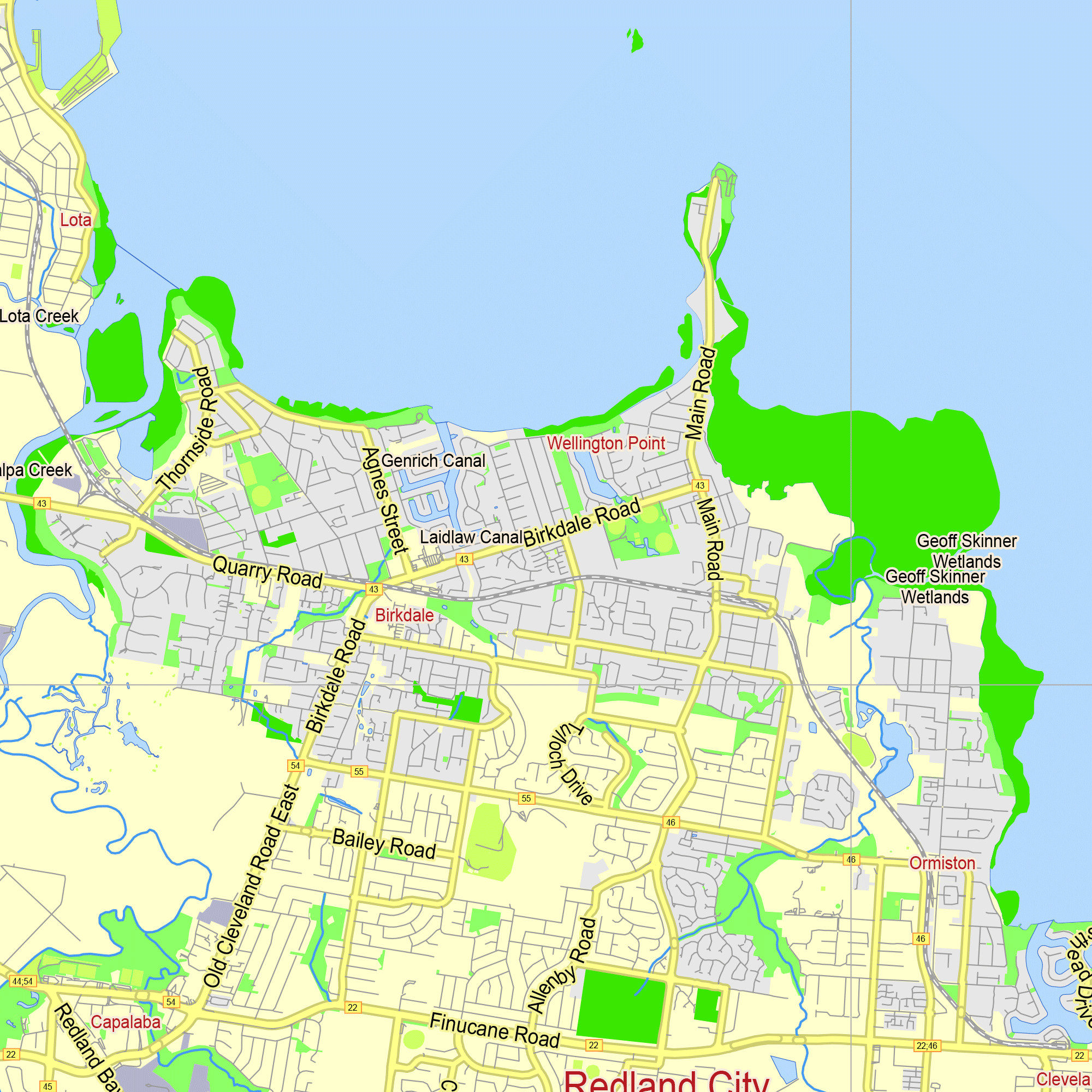 Brisbane Australia printable editable layered PDF Vector Map v.2