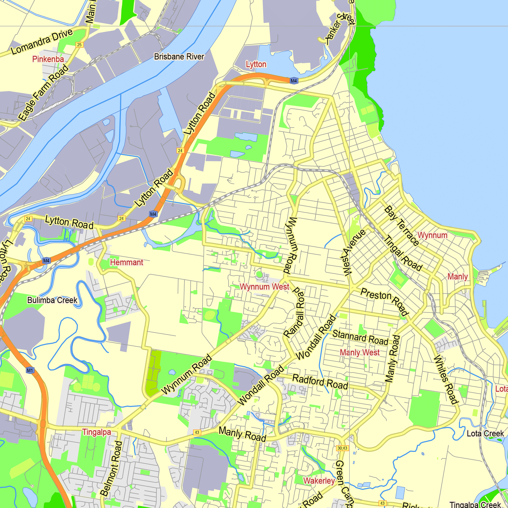 Brisbane Australia printable editable layered PDF Vector Map v.2