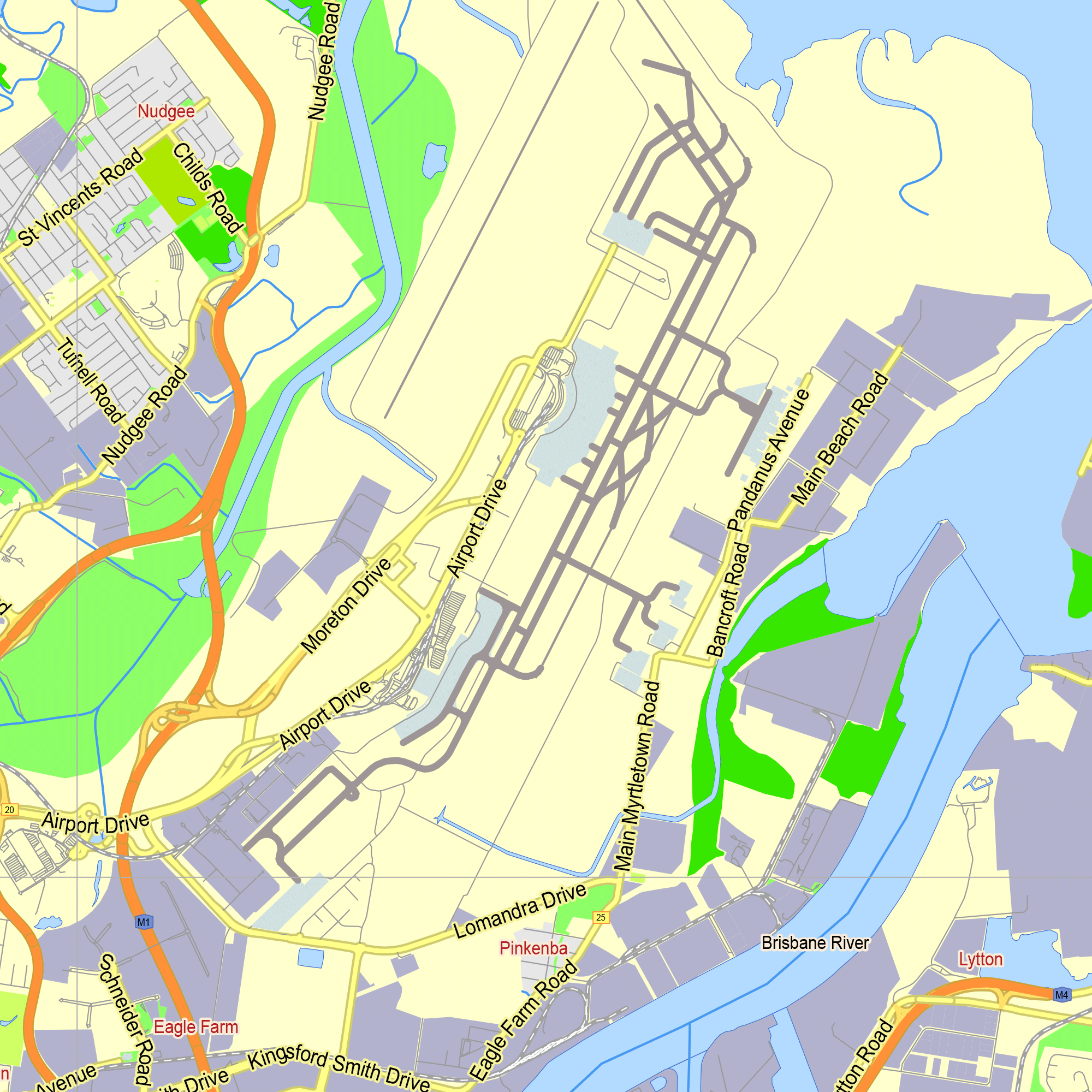 Brisbane Australia printable editable layered PDF Vector Map v.2 – Maps ...