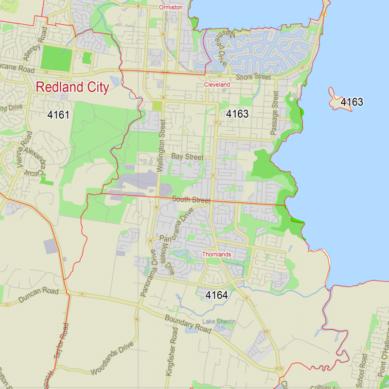 Brisbane Australia + zipcodes printable editable layered PDF Vector Map v.3