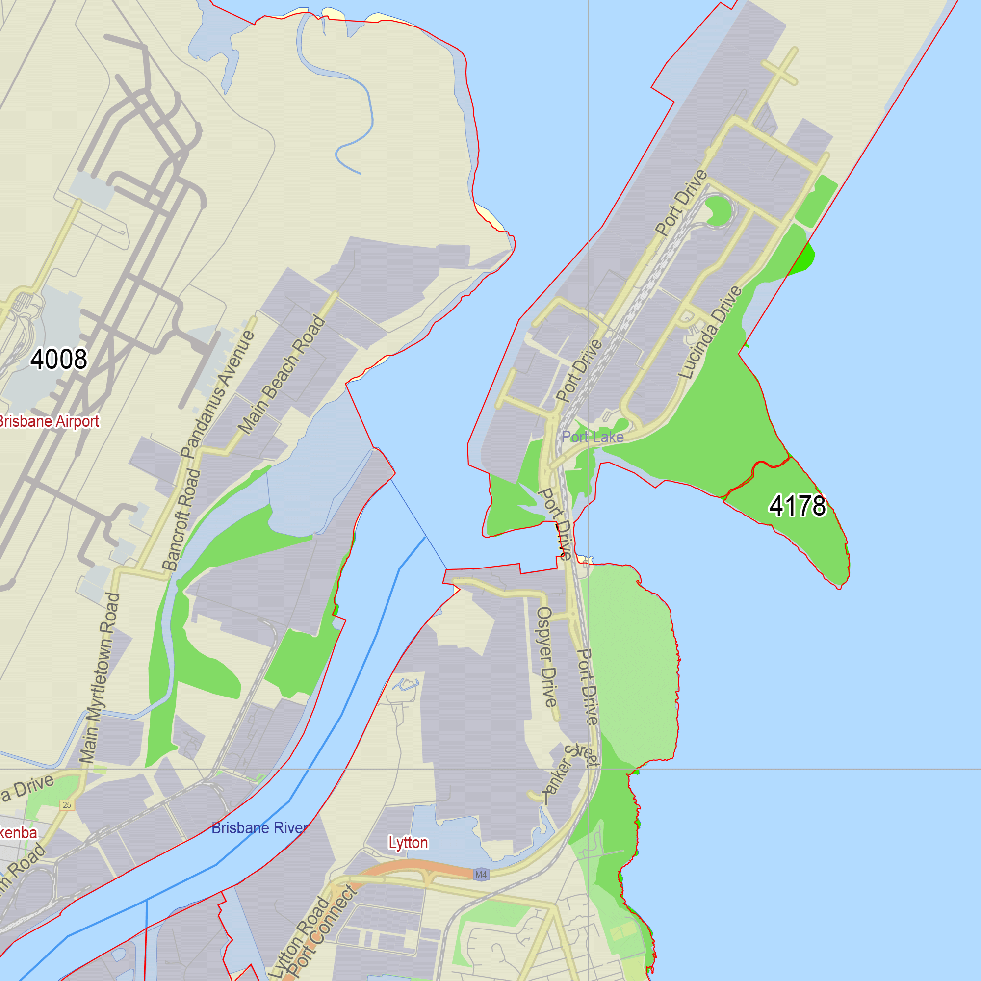Brisbane Australia + zipcodes printable editable layered PDF Vector Map ...