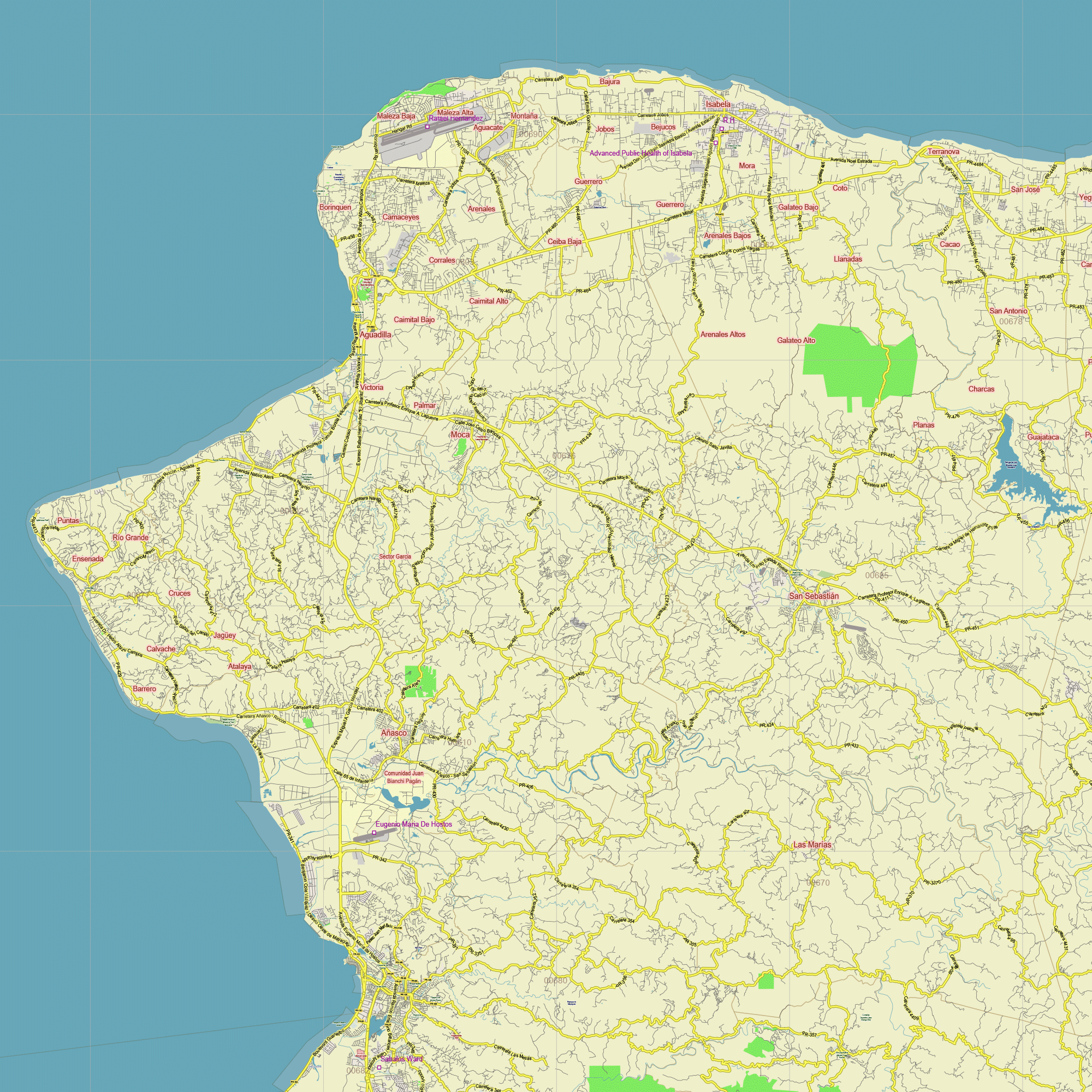 Puerto Rico State US editable layered PDF Vector Map