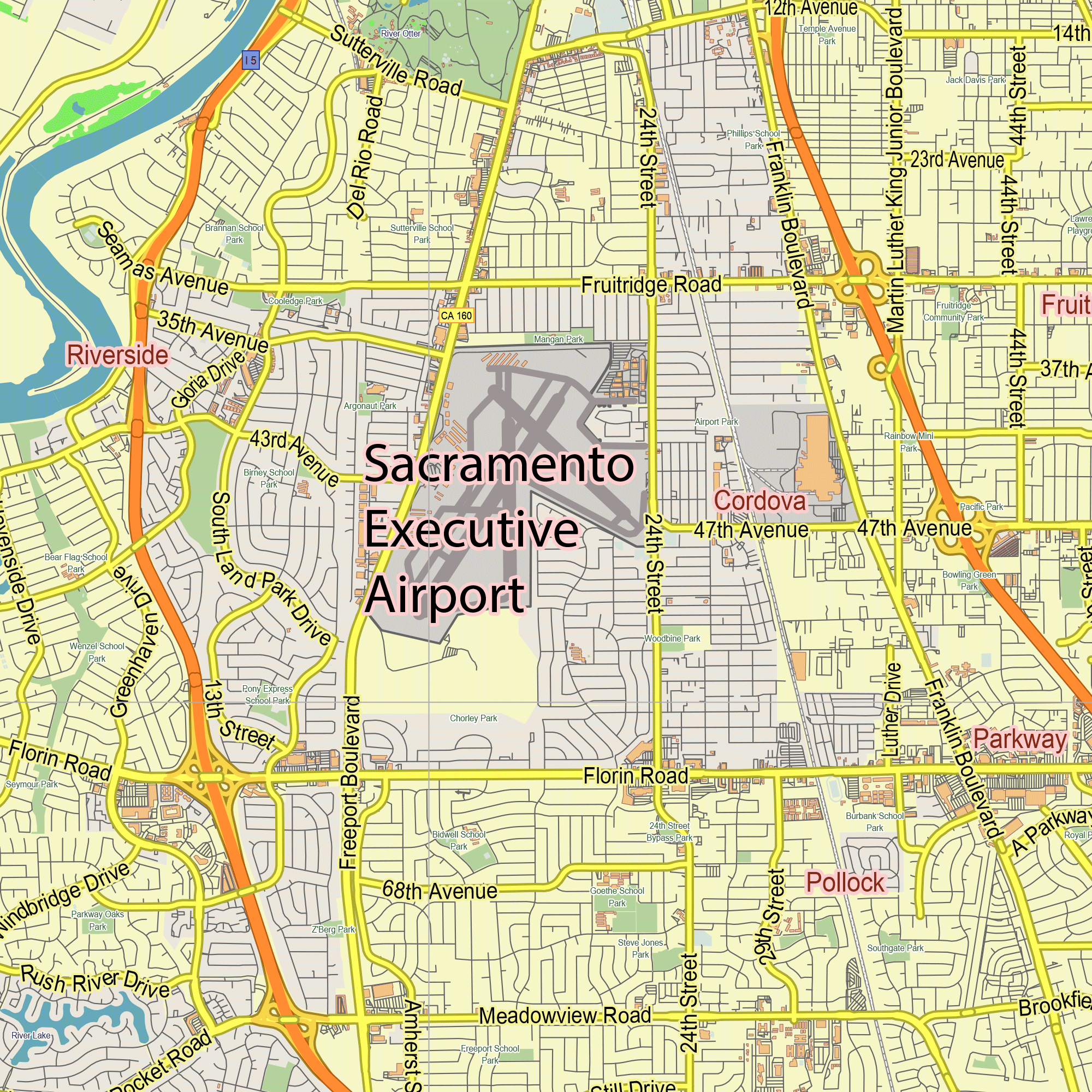 Sacramento California US editable layered PDF Vector Map