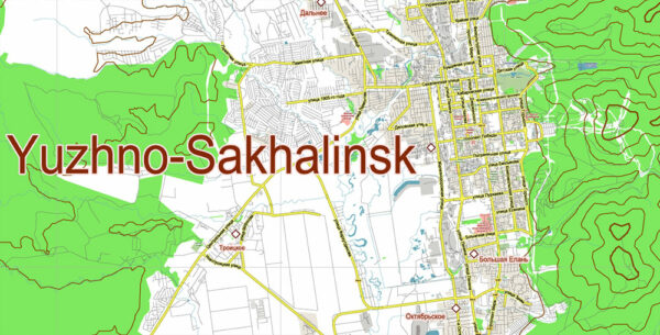 Sakhalin Island Russia Vector Map (Roads, Relief, Water) Editable ...