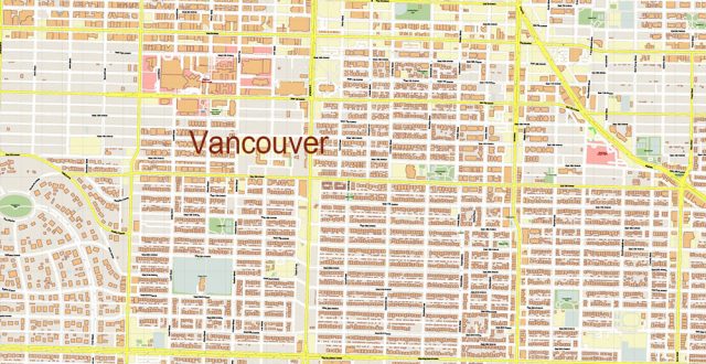 Vancouver Canada large area Map Vector Exact High Detailed City Plan ...
