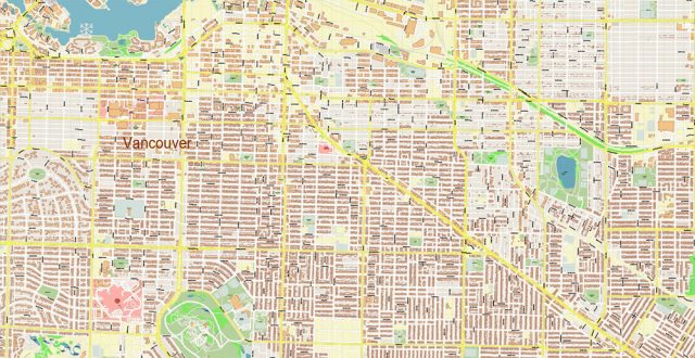 Vancouver Canada large area Map Vector Exact High Detailed City Plan ...