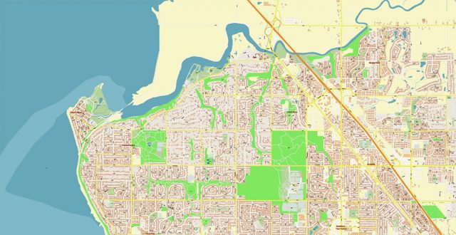 Vancouver Canada large area Map Vector Exact High Detailed City Plan ...