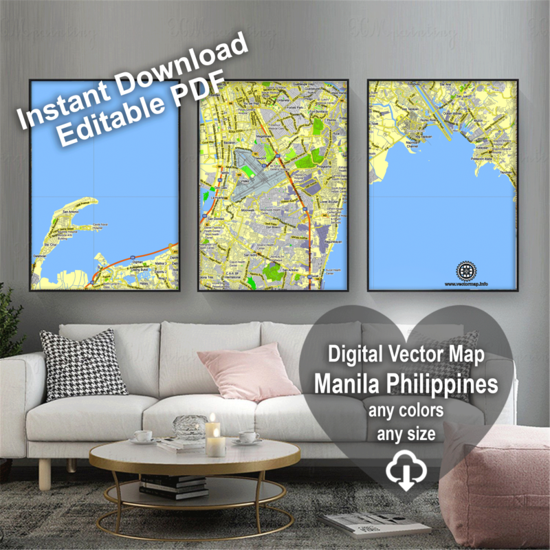 Manila Philippines editable layered PDF Vector Map – Maps in Vector ...