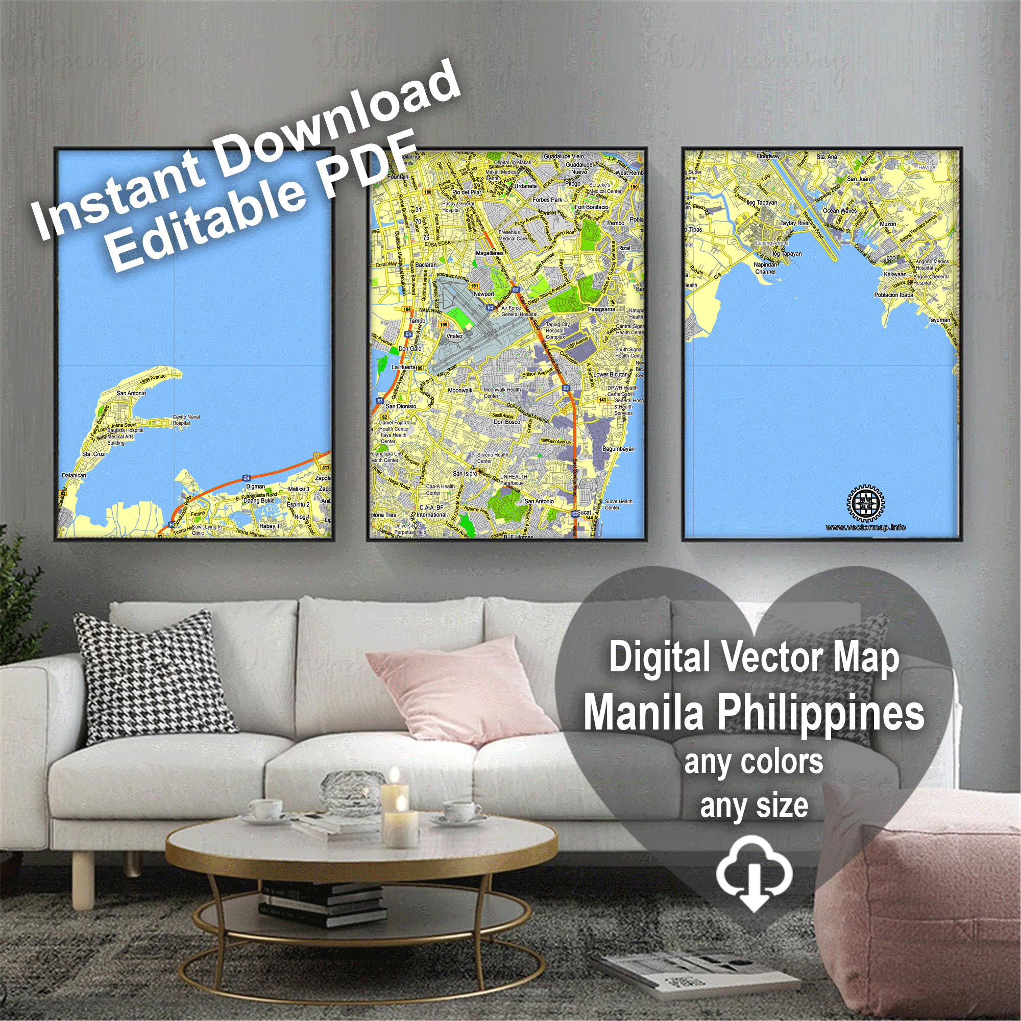 Manila Philippines editable layered PDF Vector Map – Maps in Vector ...