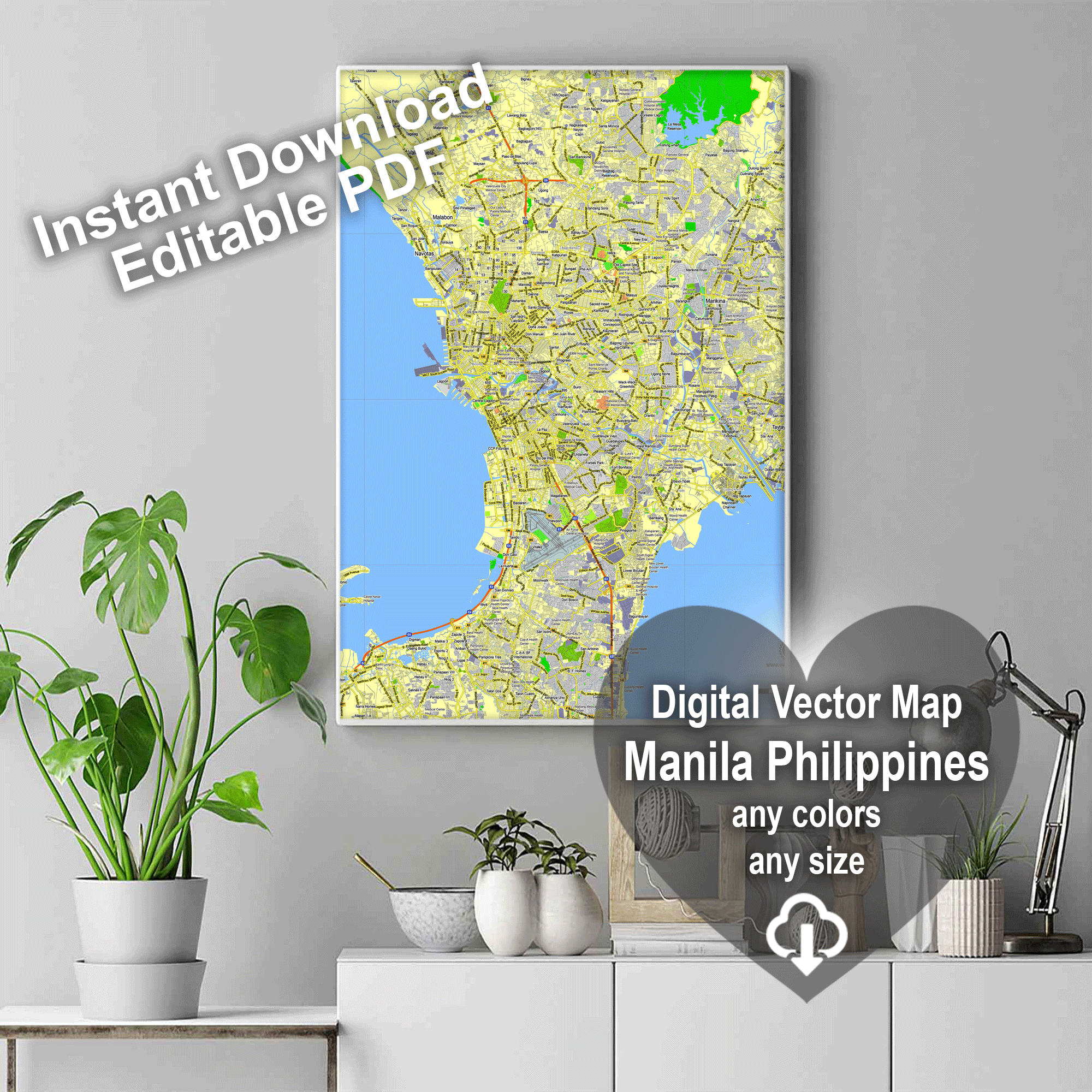 Manila Philippines editable layered PDF Vector Map – Maps in Vector ...